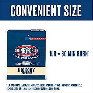 Kingsford 100% Natural Hickory Hardwood Blend Pellets - for All BBQ Grills & Smokers, 18 lbs