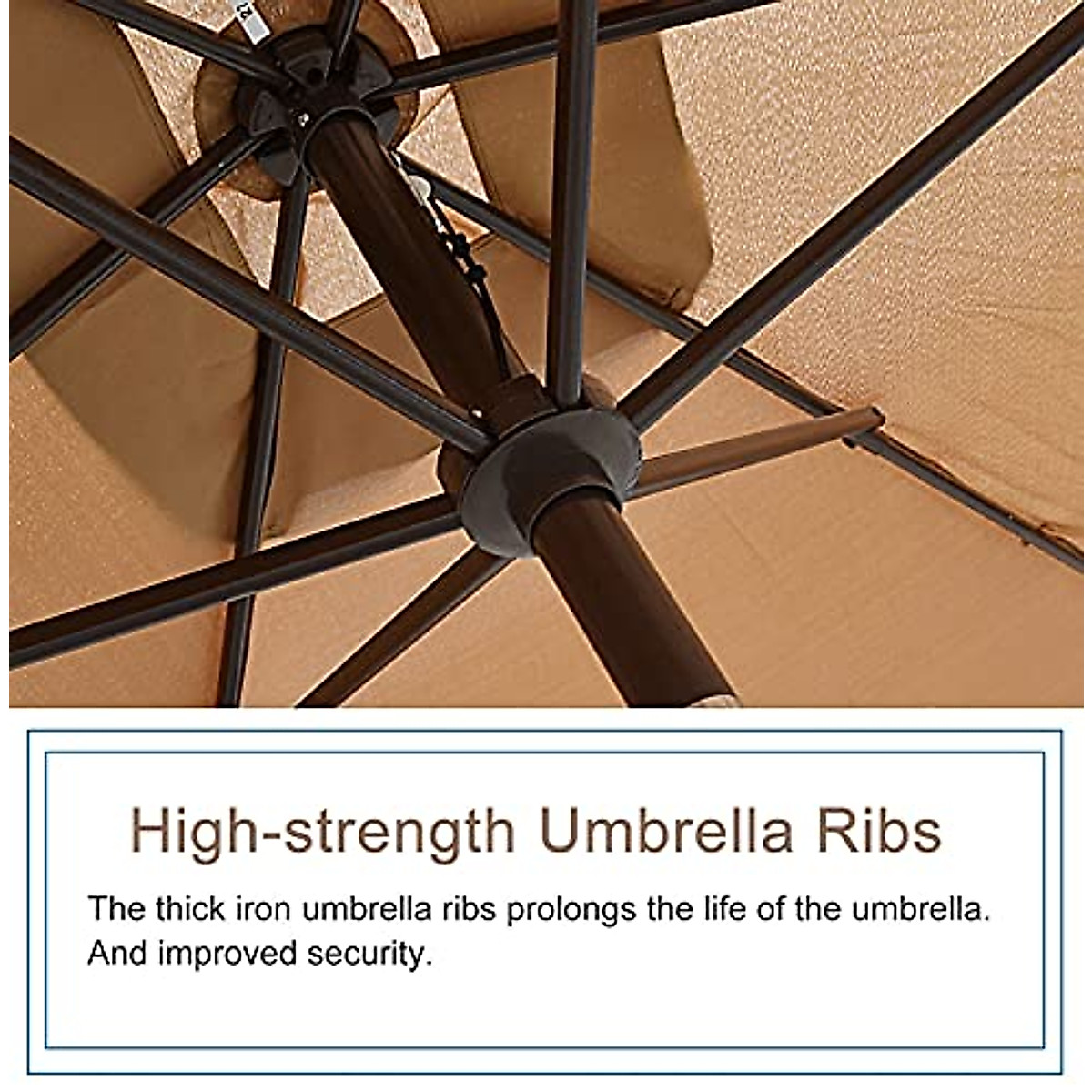 Patio Umbrella Square Outdoor Market Table Umbrella with Push Button Tilt and Crank, 6ft Patio Umbrellas for Porch/Poolside/Lawn/Doorway, Portable Garden Umbrella Parasol (Color : Light Brown)