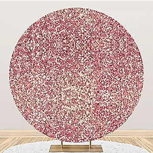 Lexfvpoo 6ft Rose Gold Sequins Round Backdrop Cover Abstract Sparkle Pink Polyester Circle Background for Party Birthday Wedding Baby Shower Bridal Shower Decorations