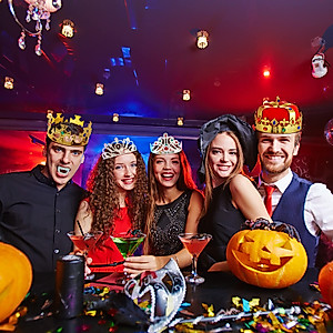 Bonuci 4 Pcs King Crowns Queen Tiara Princess Adjustable Crowns Gold Crown Funny Party Hats Royal Halloween Costume Prom Accessories