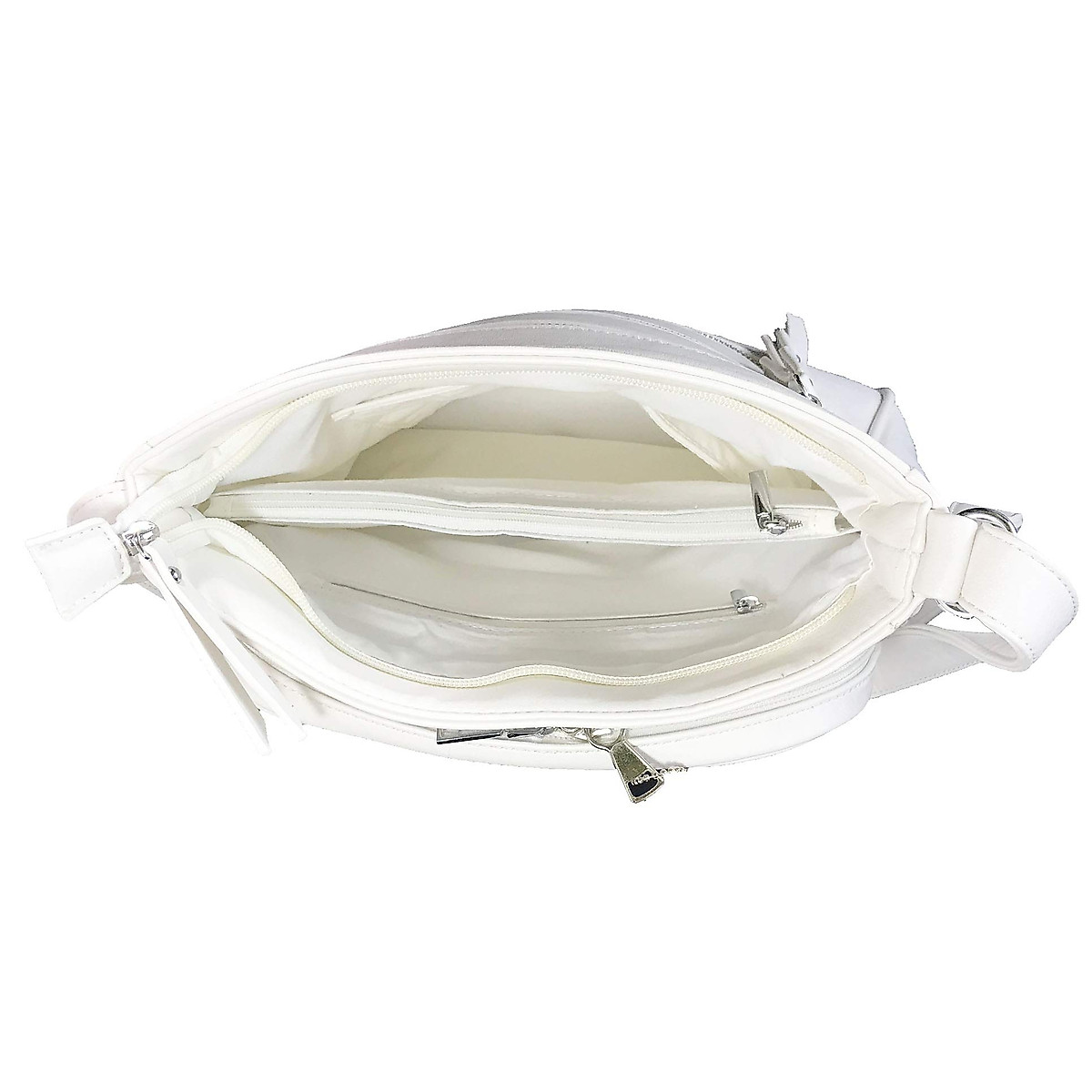 Zzfab Triple Zipper Locking Concealed Carry Crossbody Bag - CCW Concealed Carry Purse (White)