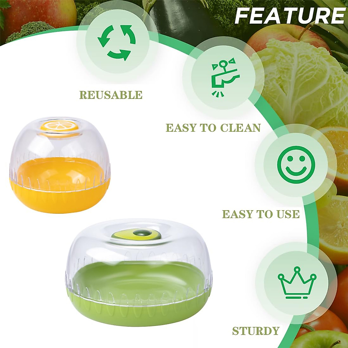 LINXIU Vegetable and Fruit Storage Containers for Fridge Reusable Lemon Holder Organizer Avocado Shaped Storage Food Saver Keepers 2 Pack