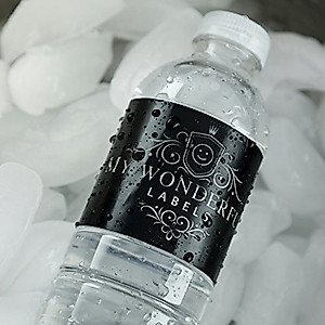 DesignThatSign 100 Gold Confetti On White Background Wedding Anniversary Engagement Party Water Bottle Labels Bridal Shower Birthday