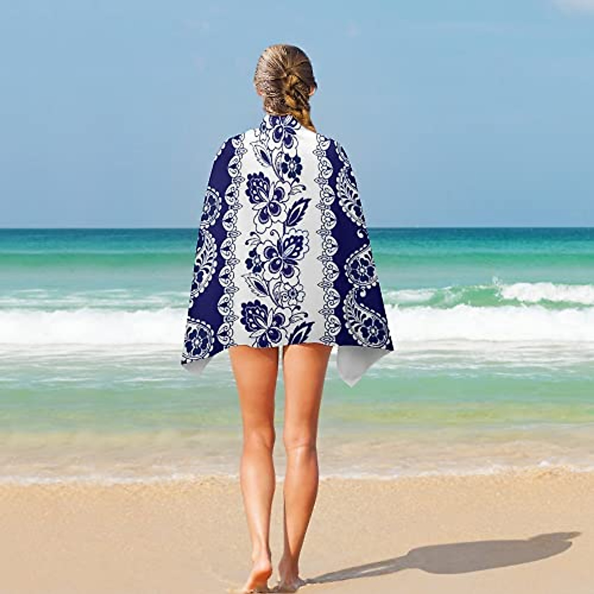 My Little Nest Bath Towels Soft Absorbent Bathroom Towel Lace Bohemian Floral Paisley Stripes Quick Dry Bath Towel Large Shower Towels Lightweight Hand Towels 31" x 51"