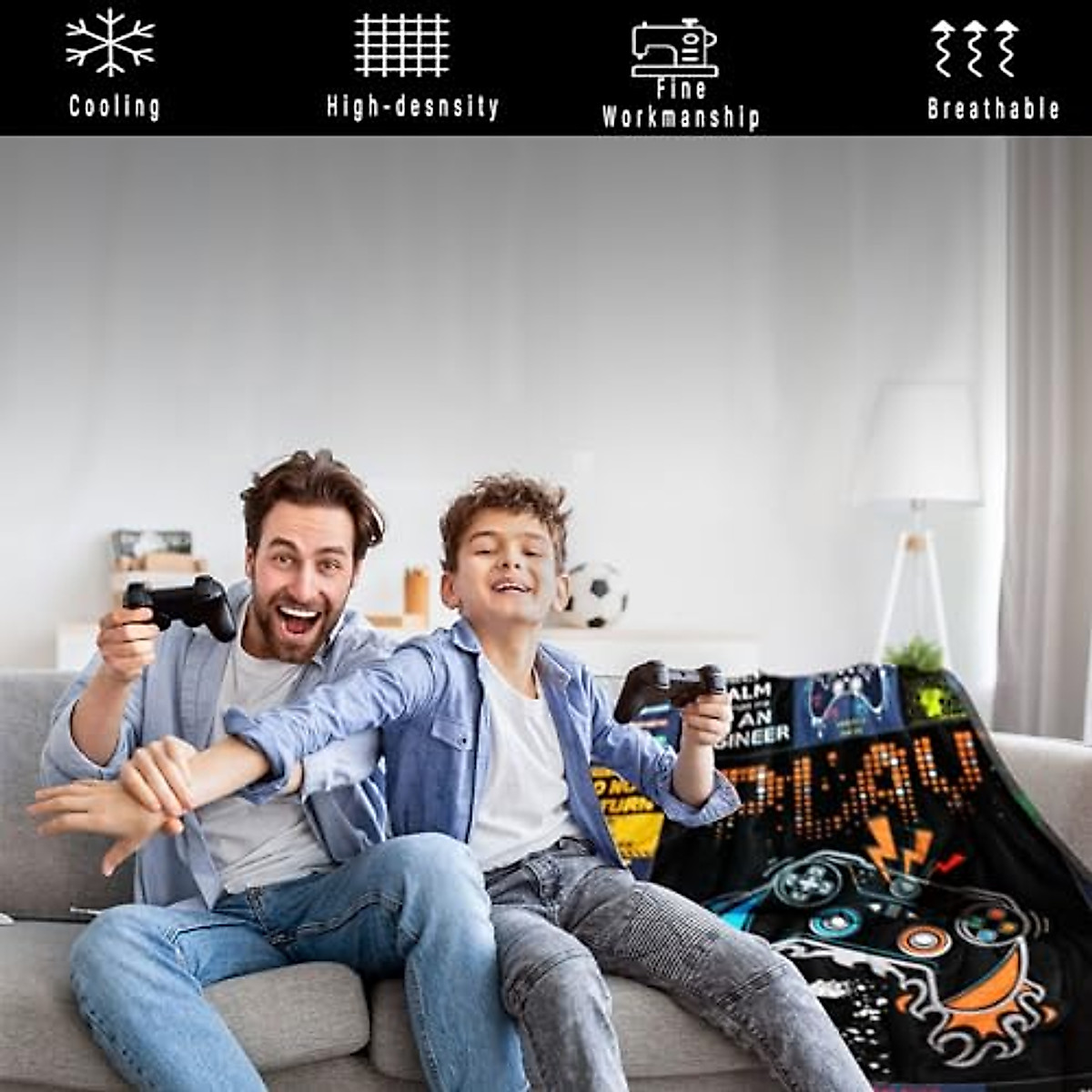 Shanfeirui Gamer Gifts - Perfect for Teens & Adults - Game Room Decor - Video Game Lover Gifts - Gaming Blanket - Gift Ideas for Gamers - Best Gifts for Men & Boys - 50" x 60" Gaming Blanket