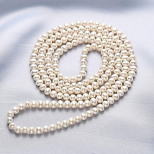 VIKI LYNN Long Pearl Necklace 6-7mm AAA Quality Freshwater Cultured Pearl Jewelry for Women 47 Inch