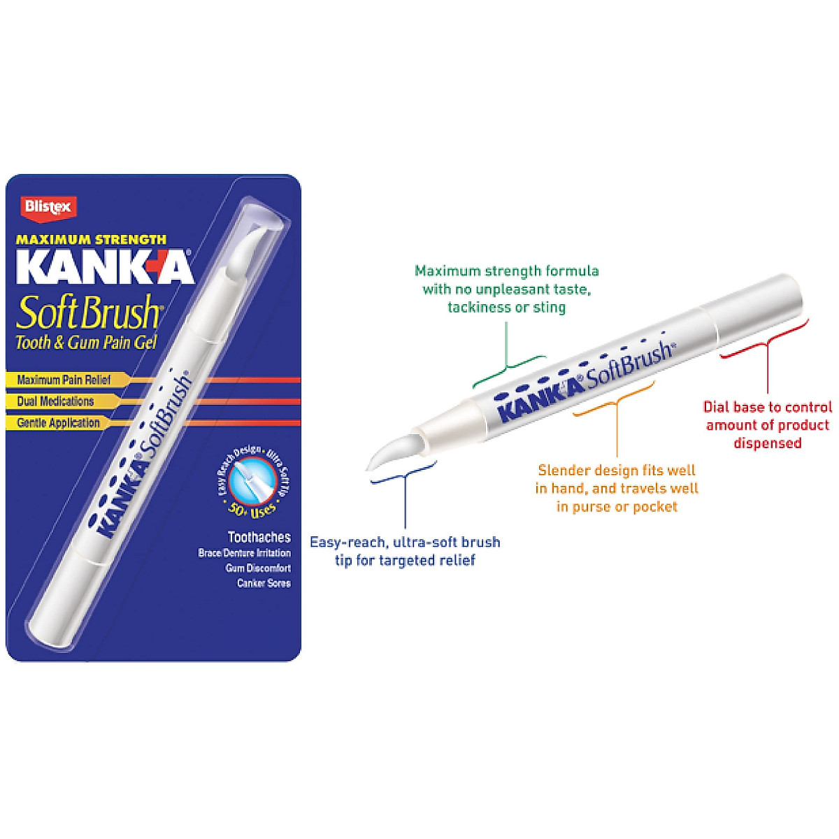 Kank-A Soft Brush Tooth & Gum Pain Gel - 0.07 oz, Pack of 5
