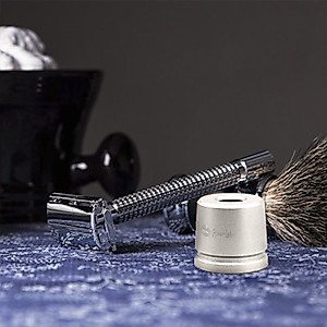 Safety Razor/shaver/shaving tool/Butterfly men's razor Kit, Chrome Long Handle Butterfly Open Double Edge Safety Razor Men's Shaver (1 Razor, 1 H3 Razor Stand and 1pc Genuine Leather Case)