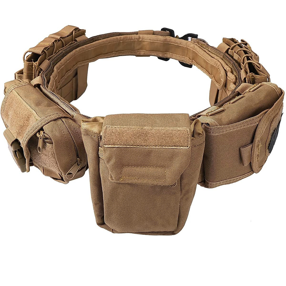 BOMTURN Battle Belt Tactical Belt with Accessories: Duty Belts Law Enforcement Combat Airsoft Police Belt with Pouches 7pcs