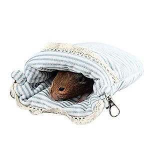 SONGBIRDTH Hamster Hammock - Hamster Chinchillas Small Pet Winter Warm Plush Sleeping Bag Pouch House Cages for Sugar Glider Ferret Squirrel Lake Blue