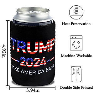 2024 Can Cooler Sleeves - 12 PCS Black Insulated Neoprene Can Covers Bulk Reusable for Soda Beer Beverages - 4th of July Patriotic Decoration Party Supplies Gifts