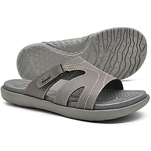 KuaiLu Womens Fashion Orthotic Slides Ladies Lightweight Athletic Yoga Mat Walking Sandals Slip On Thick Cushion Recovery Slippers Sandles Comfortable Plantar Fasciitis Arch Support Grey Size 9.5