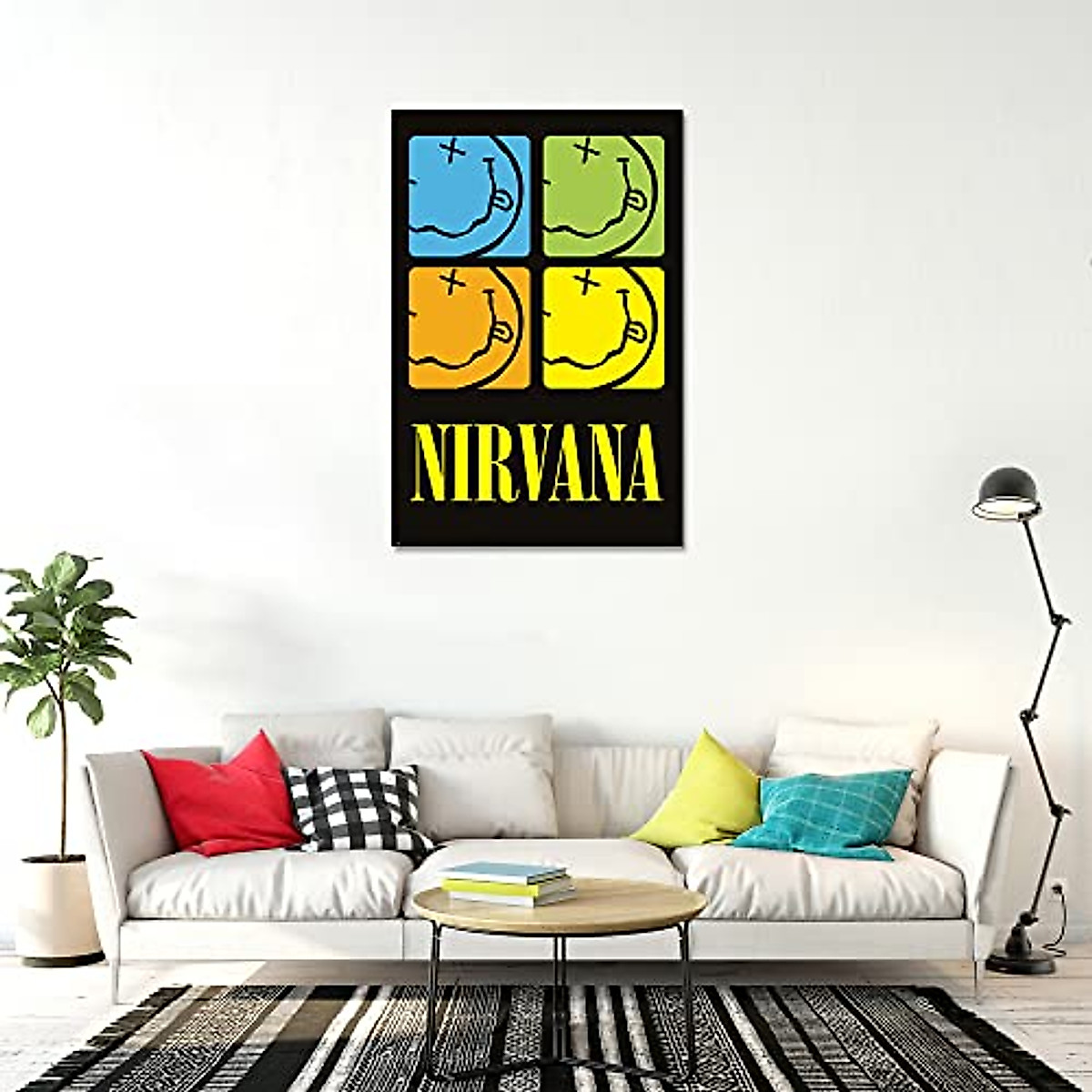 Nirvana - Music Poster (4 Colored Smileys - Logos) (Size: 24" x 36")