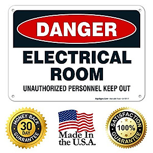 Electrical Room Sign, 10x7 Inches, Rust Free .040 Aluminum, Fade Resistant, Made in USA by Sigo Signs
