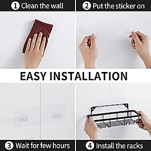 BGFOX Shower Caddy Pack of 4 - Black Shower Organizer, Drill-Free Shower Shelves for Inside Shower, Stainless Steel, Matte Black