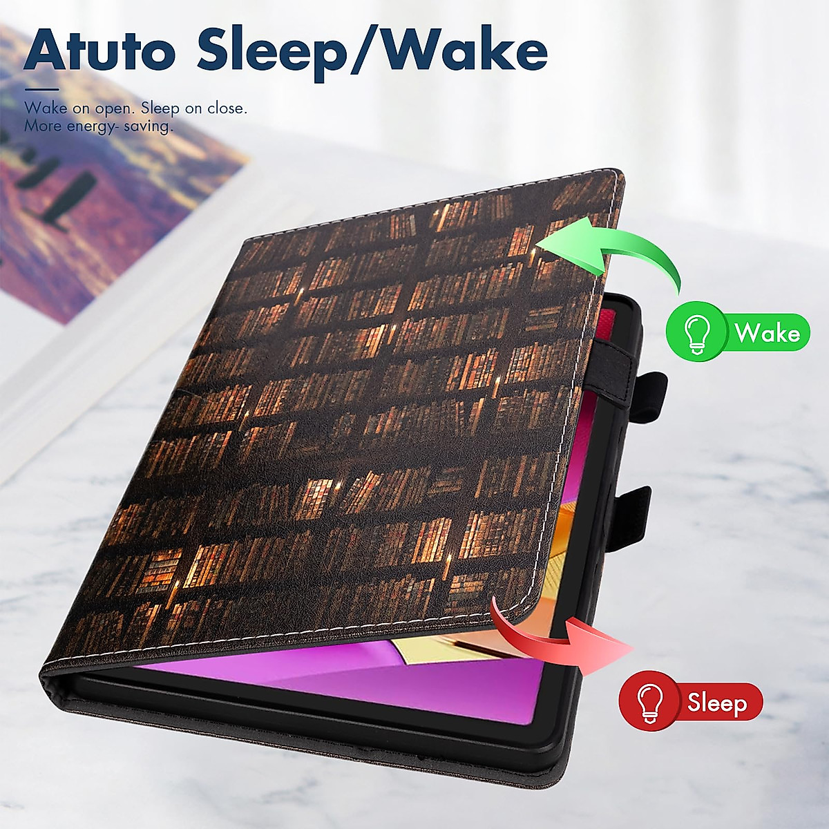 Dteck for Amazon Fire Max 11 Tablet Case 11" (13th Generation) 2023, PU Leather Shell TPU Back Cover Fold Stand Case with Auto Sleep Wake, Adjustable Viewing Angles, Cute Folio Slim Case, Bookshelf
