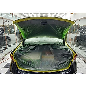 Plastic Sheeting Automotive Masking Tape - Multi Size Pack - No Residue Painters Plastic Drop Cloth for Painting - Plastic Paint Tape and Drape - Pre-Taped Masking Film (65 Feet) (3 of Set (59 in))