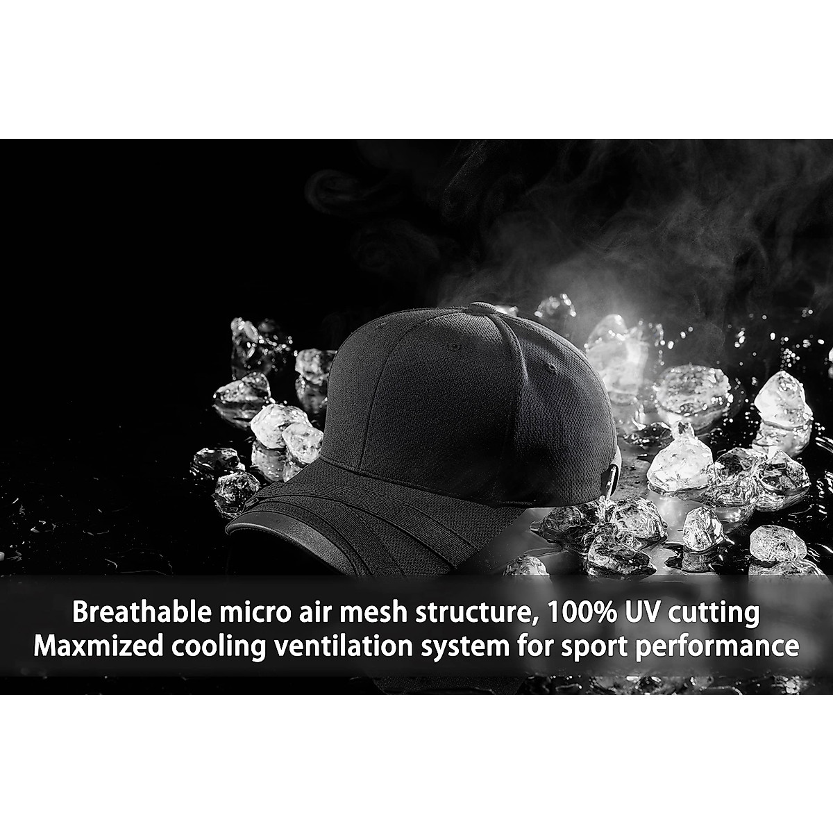 POPKORS Teamlife Max Cool Air Ventilation Mesh Back Performance Sport Outdoor Baseball Cap Hat (Black)