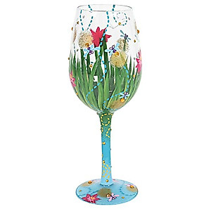 Enesco Designs by Lolita Firefly Hand-Painted Artisan Wine Glass, 1 Count (Pack of 1), Multicolor