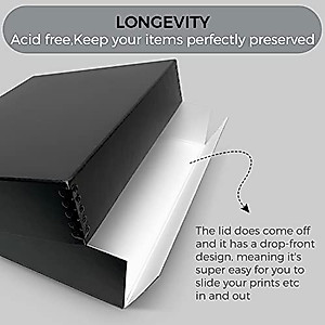 Lineco Archival 11 x 14 inches Print Storage Box, Drop Front Design, 11 1/2 x 14 1/2 x 3 inches, Exterior Color: Black
