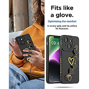 AICase iPhone 14 Case for Women with Full Camera Lens Protection and Hand Strip Loop, Silicone Heart Girly Cute Side Soft Slim Shockproof Protective Cover for iPhone 14 6.1 inch-1