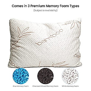Sleepsia Standard Size Rayon Derived from Bamboo Pillow - Adjustable Shredded Memory Foam Neck Support Pillow, Breathable Pillow for Side, Back & Stomach Sleepers - Sleeping Pillow with Washable Cover