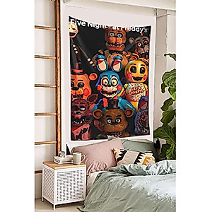 GIMCJOK Five Horror Nights Video At Game Freddy'S Tapestry For Dorm Room,Nature Tapestries Wall Hanging Wall Art Blanket Profession Hanging Blanket Wearable Blanket- Halloween Tapestry 60x40in