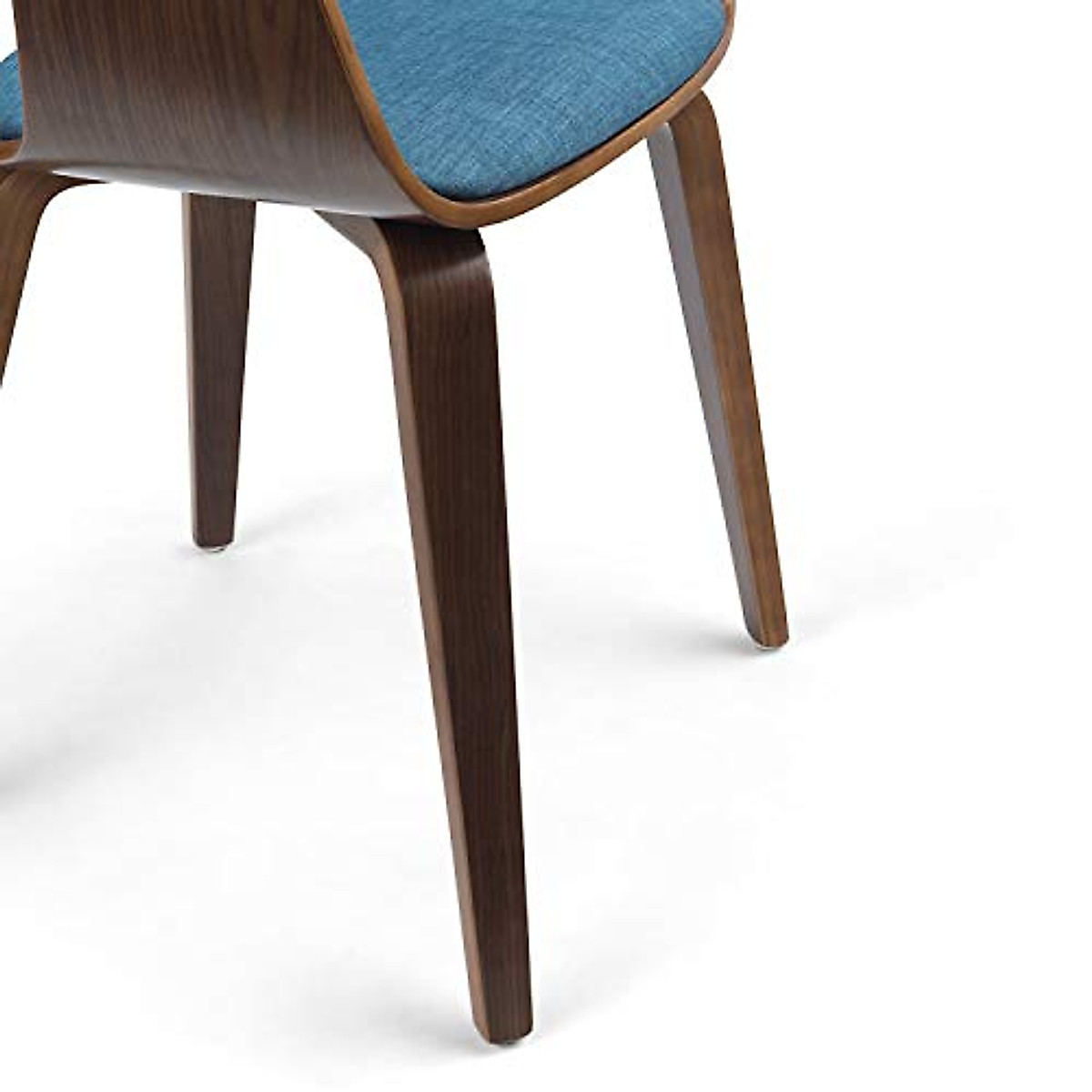 SIMPLIHOME Lowell Bentwood Dining Chair, Blue Linen Look Fabric and SOLID WOOD, Rounded, Upholstered, For the Dining Room,