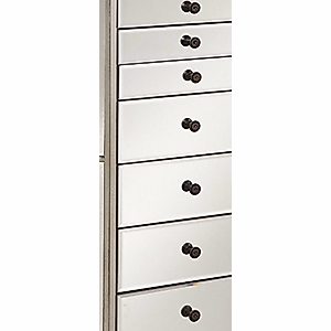 Powell Jewelry Armoire Wood, Silver Mirrored
