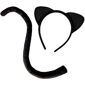 OLYPHAN Cat Ears and Tail Costume Adult Women - Black Cat Halloween Costume Set & Cosplay Accessories Kit