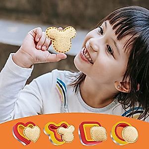 Sandwich Cutter and Sealer 12 Pcs - Fruit Vegetable Cutter Shapes - Bread Decruster Sandwich Pancake Uncrustables Maker DIY Cookie Cutters for Kids Lunch Bento Box - Heart Square Circle Mickey Mold