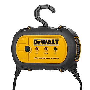 DEWALT DXAEWPC4 Fully Automatic 4 Amp 12V Waterproof Battery Charger/Maintainer with Cable Clamps