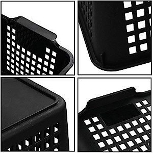 Begale Rectangle Plastic Storage Basket, Desktop Organizer Bin, Set of 6, Black