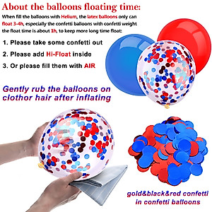 80 Piece 12 Inch Confetti Latex Balloons Event Party Supplies St Patrick's Day 4th July Labor Day Mardi Gras Wedding Birthday Baby Shower Balloons(Red, Blue)