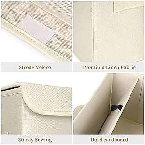 Bagnizer Collapsible Storage Bins with Lids, [1-Pack] Medium 22 Quart Linen Fabric Storage Boxes with Lids  for Home Bedroom Office (14.6 x 9.5 x 9.5, Beige)