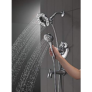 Delta Faucet Linden 17 Series Dual-Function Tub and Shower Trim Kit, Shower Faucet with 4-Spray In2ition 2-in-1 Dual Hand Held Shower Head with Hose, Chrome T17493-I (Valve Not Included)