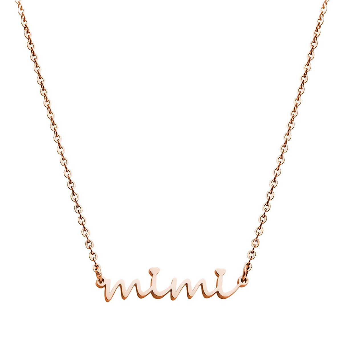 Ankiyabe Grandma Gift Necklace Gigi Mimi Bar Engraved Pendant Necklace Birthday Gifts for Grandma from Grandkid (Mimi Letter Necklace-Rose Gold)