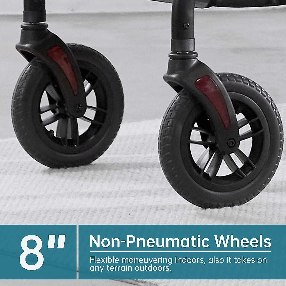 ELENKER All-Terrain Rollator Walker with 8” Non-Pneumatic Wheels, Sponge Padded Seat and Backrest, Fully Adjustment Frame for Seniors, Orange