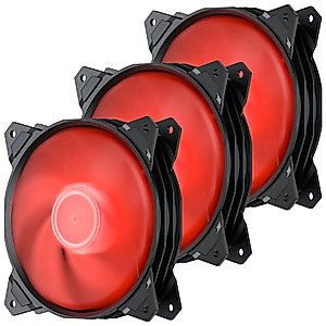 upHere Long Life 120mm 3-Pin High Airflow Quiet Edition Red LED Case Fan for PC Cases, CPU Coolers, and Radiators 3-Pack,PF120RD3-3