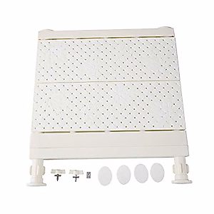 Closet Tension Shelf Expandable, Adjustable Metal Storage Rack with Rod Closet Tension Storage Rack for Cabinet Wardrobe Cupboard(M-White)