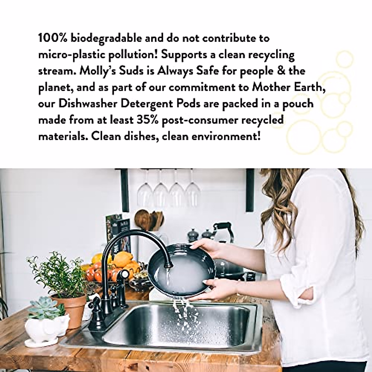 Molly's Suds Dishwasher Pods | Natural Dishwasher Detergent, Cuts Grease & Rinses Clean (Residue-Free) for Sparkling Dishes, Biodegradable Auto-Release Tabs (Citrus - 60 Count)