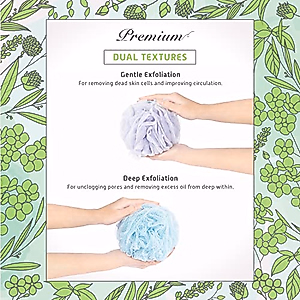 Spongentle Dual Texture Deep Cleansing Loofah Sponge for Radiant Skin, Pack of 4, Bath and Shower, Exfoliating Body Scrubber, Beautiful Colors for Women and Men