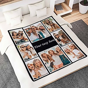 Newcos Personalized Photo and Text Blanket Custom 8 Pictures Flannel Blanket to Girl Sister My on Birthday Christmas Wedding Anniversary Souvenir