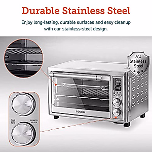 COSORI Air Fryer Toaster Oven, 12-in-1 Convection Ovens with Rotisserie & Dehydrator, Stainless Steel, 6-Slice Toast, 100 Recipes & 6 Accessories Included, Work with Alexa, CS130-AO