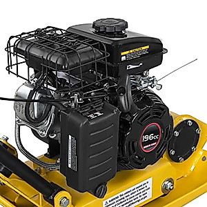 Stark USA Stark 6.5HP Walk Behind Plate Compactor Gas-Powered 196cc Motor 350sq/f Force 21inches x 15 Plate Tamper Foldable Handle, Yellow