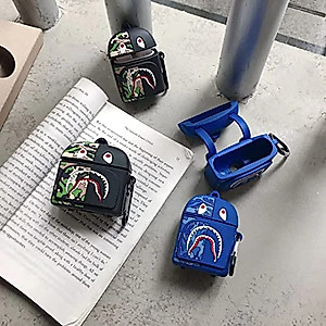 Bolod Designer Cases Made of Silicone for Airpods 1&2, Protective Cartoon Fashion Cases (Airpods 2&1, Black & Blue)