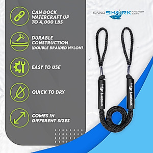 2PK Bungee Dock Lines. Stretches 6-9 ft. Absorbs Shock to Cleats, Docks, Pylons, and Anchors. Reduces Pull on Boat Lines. Bungee Rope That Stretches