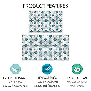 Sussex Home Non Skid Washable Kitchen Runner Rugs Set of 2 - Ultra-Thin Lattice Area Rugs for Laundry Room, Entryway, Bathroom - Multipurpose Set of 44 x 24 and 31.5 x 20 Inches Floor Mats