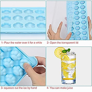 FYY Ice Cube Trays, 3 Pack Silicone Cat Paw Ice Tray with Removable Lid Easy-Release Flexible Ice Cube Molds for Freezer, Mini Cute Ice Balls for Water Bottle Whiskey Juice Coffee (3 Colors)