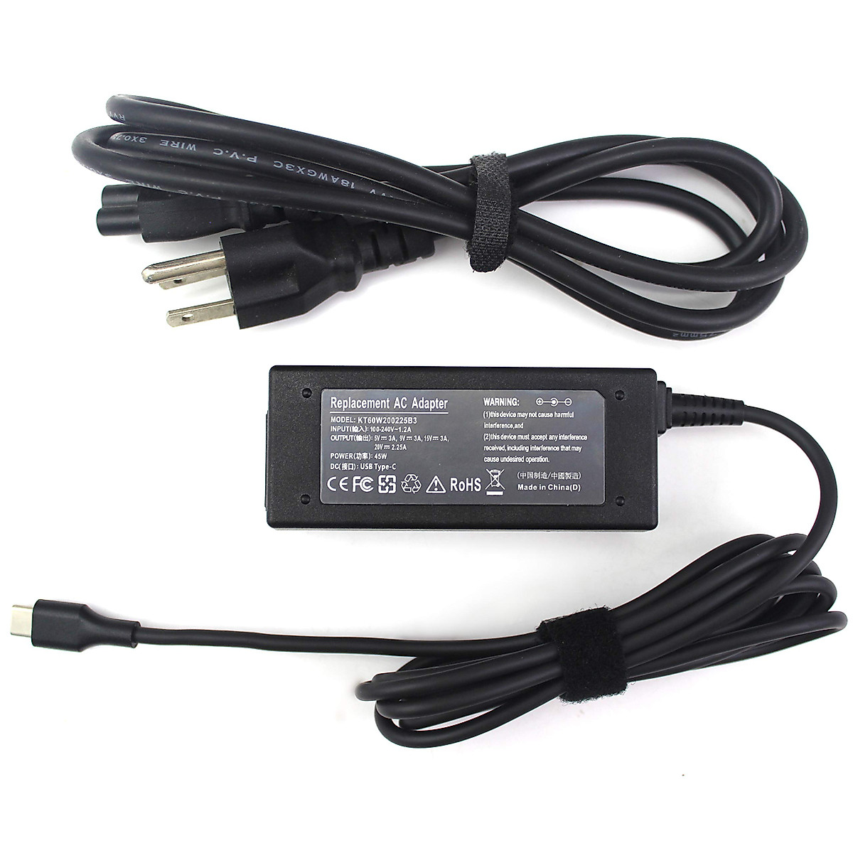 45W Type C USB C Laptop Charger Adapter Fit for Dell XPS 13 9333 9370 9360 9350 9365 9380 Latitude 13 3380 3390 3379 7350 7368 7370 7389 7390 2-in-1 Latitude 14 5490 7490 Latitude 15 5590 7569 Series